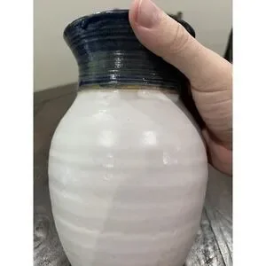 Art | Studio Art Pottery Stoneware 8 In Vase Pot Hand Turned Blue Glaze ...